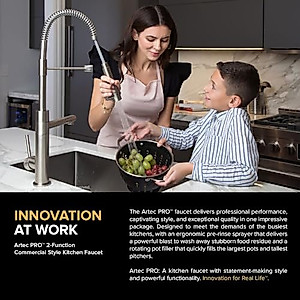 Kraus KPF-1603SFSMB Artec Pro 2-Function Commercial Style Pre-Rinse Kitchen Faucet with Pull-Down Spring Spout and Pot Filler, 24.75 inch, Spot Free Finish Stainless Steel/Matte Black