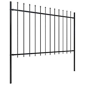 Garden Fence with Spear Top,Garden Fence Border,Portable Fence,Privacy Fence,Fencing for Yard,Private Fence,Garden Fence for Dogs,for Patio,Backyard,Outdoor Pool,Porch, Steel 66.9"x47.2" Black