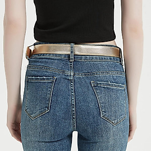 RMMVJJ Womens Gold Belts Dresses Jeans Pants Leather Belt Bling Glitter Sparkly Western Belt Modern Golf Belts Gold3 M