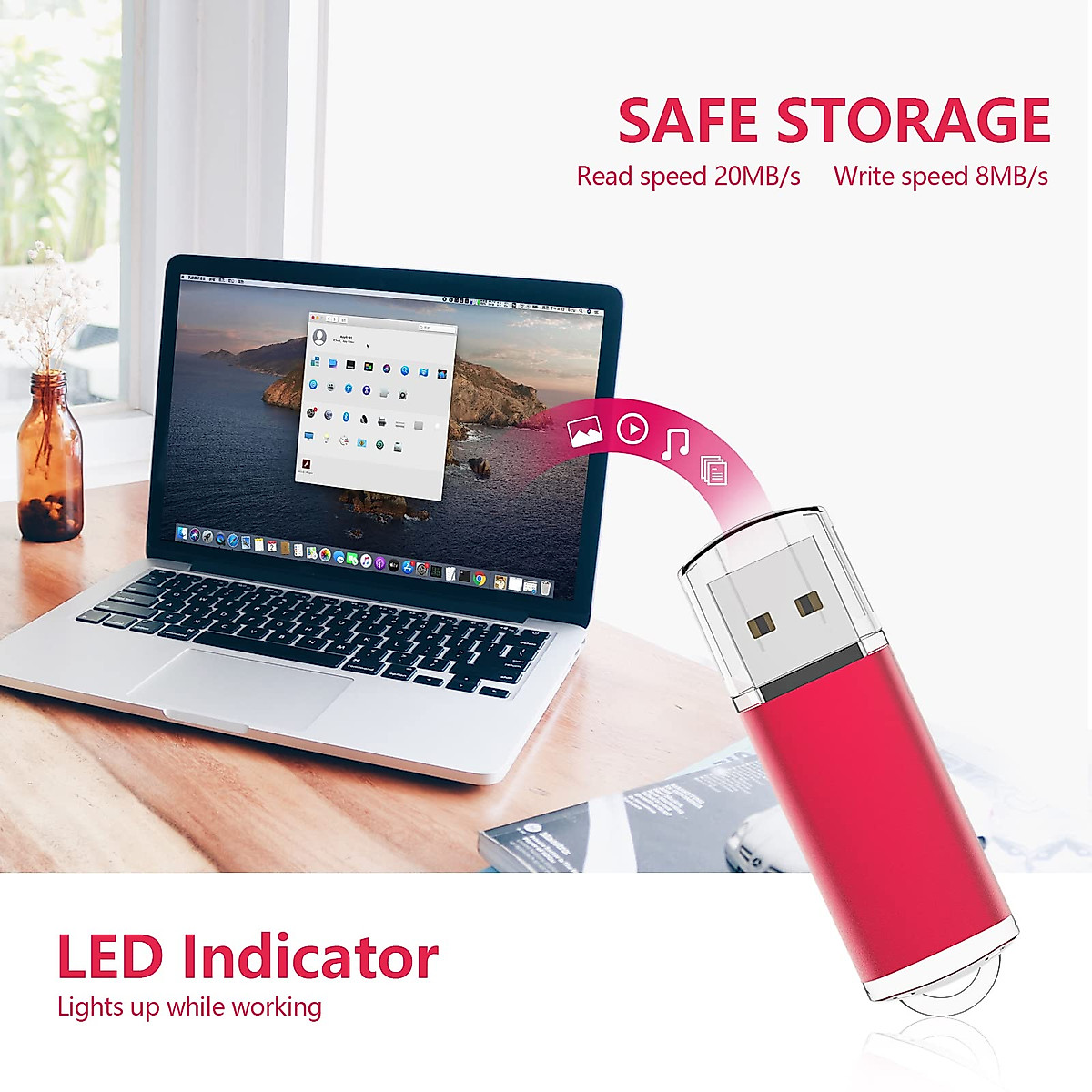 KOOTION 2GB USB 2.0 Flash Drives 10 Pack USB Flash Drives Pen Drive Memory Stick Thumb Drive USB Drives, Red