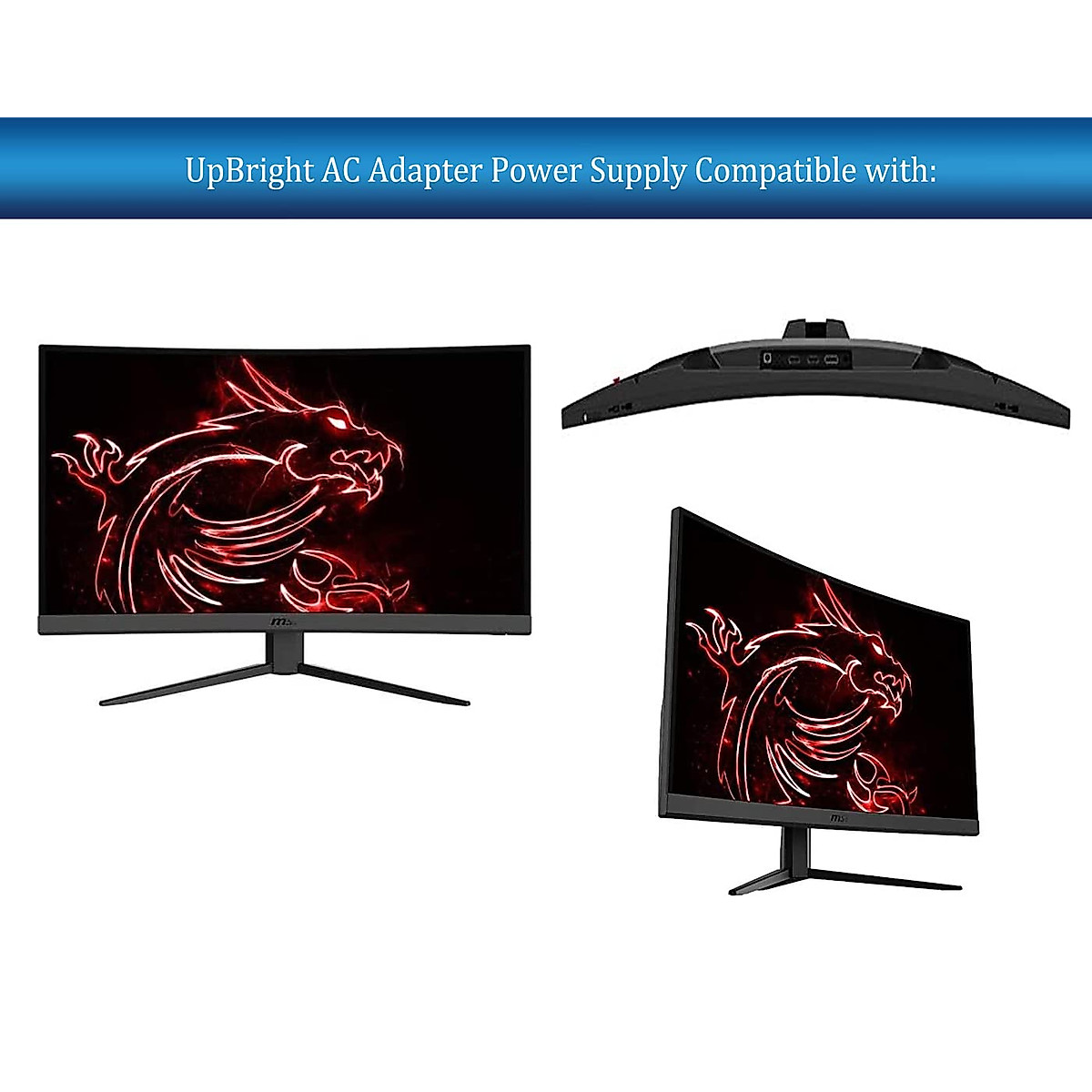 UpBright 20V 65W AC/DC Adapter Compatible with MSI Optix G32C4 CDA6 31.5" G32C4W 32 inch Curved HDMI DP 165Hz 1ms FreeSync LCD Gaming Monitor OPTIXG32C4 OptixG32C4W 20VDC 3.25A Power Supply Charger