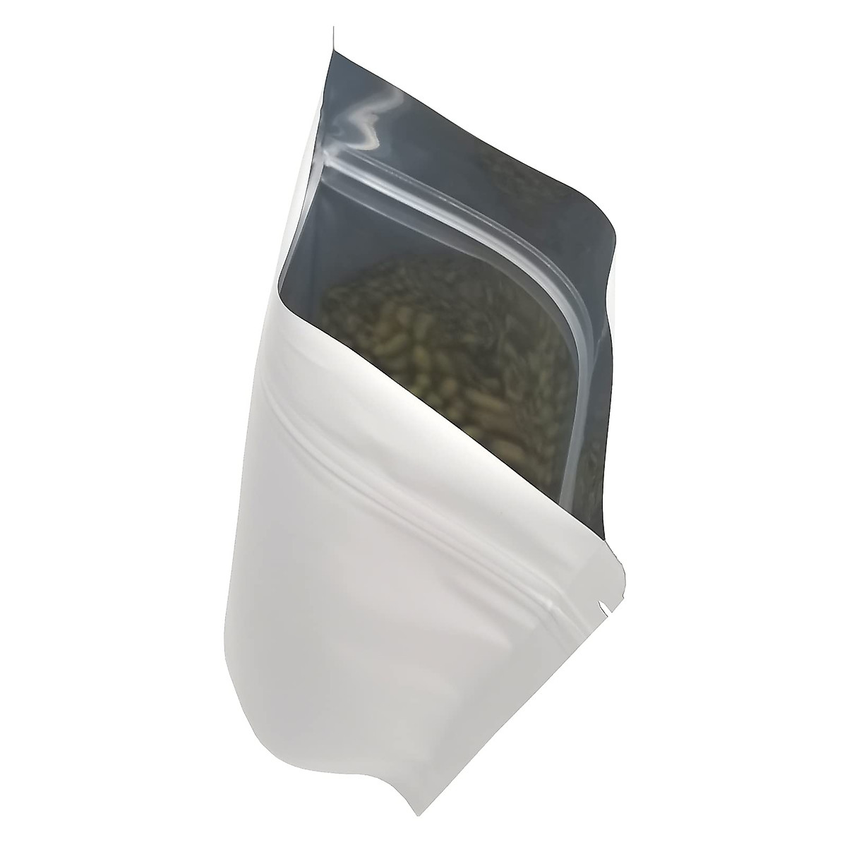 AQRICHFOX Matte White Resealable Food Storage Pouches Zip Lock Aluminum Foil Bags Stand Up Pouches Smell Proof Pouches 50pcs