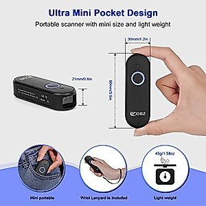 Mini 2D Wireless Barcode Scanner 2.4G Wireless & Bluetooth Barcode Scanner, Portable 1D 2D QR Code Scanner Work with iOS Android iPhone iPad Tablet Windows PC POS for Store Warehouse Inventory Library