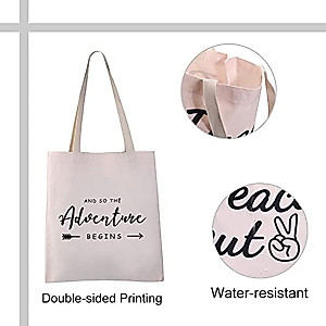 VAMSII and so the Adventure Begins Tote Bag Bride Shoulder Bag Adventure Lover Gift Bachelorette Party Gift Bag Graduation Gifts (Tote Bag)