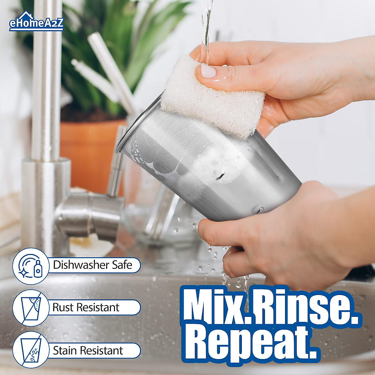 eHomeA2Z Malt Cup Stainless Steel Ice Cream Milkshake Commercial Grade 30 oz (1)