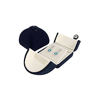 Svea Display Navy Blue Velvet Premium Grade Jewelry Box for Earrings Necklace Double Layer Modern Unique Design Packaging Gift for Her (Jewelry is not included)