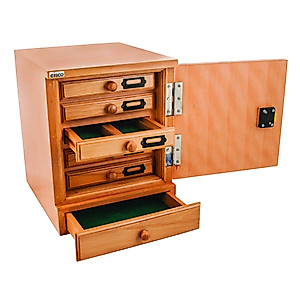 Eisco Labs Wooden Slide Cabinet, 5 Drawers, 500 Slide Capacity Total