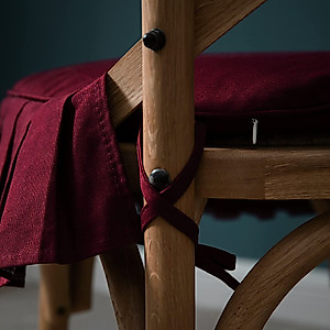 XSlive Solid Ruffled Chair Pad with Ties,Comfortable Non Slip Seat Cushion Kitchen Dining Decor Chair Cushion with Removable Cover (Burgundy,18"x18")