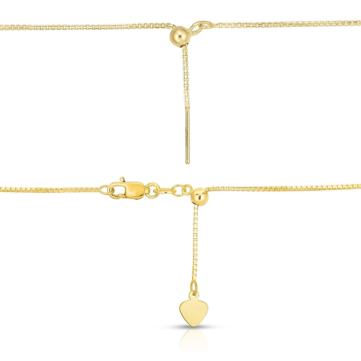 JewelStop 14k Yellow Gold 1 mm Adjustable Wheat Chain 22" w/Lobster Claw Clasp