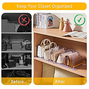 Maelphoo Adjustable Shelf Divider for Closet,Closet Organizers and Storage,Clear Purse Organizer for Closet,Handbag Organizers for Closets,Bookshelf Separator Divider