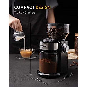 SHARDOR Electric Burr Coffee Grinder 2.0, Adjustable Burr Mill with 16 Precise Grind Setting for 2-14 Cup, Black