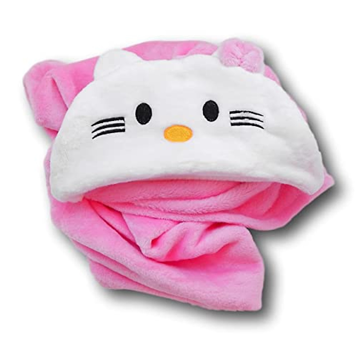 Hooded Toddler Blanket | Plush Soft Animal Baby or Infant Hoodie Blankie 36x27 + Hood (Light Pink)