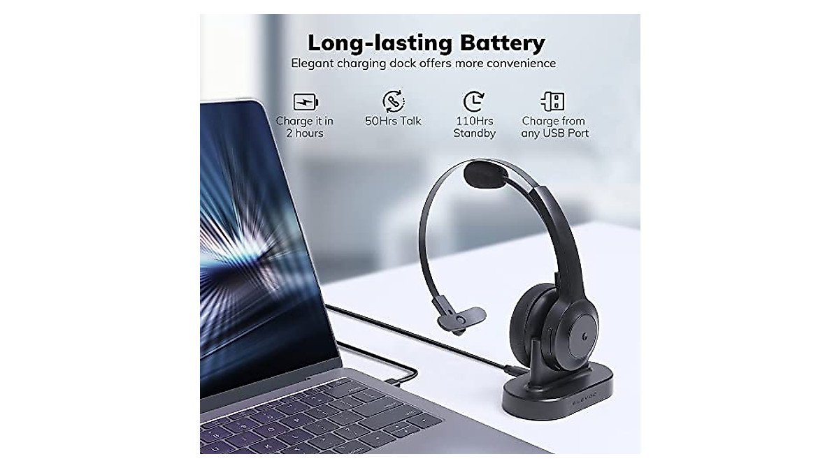 ELEVOC Trucker Bluetooth Headset - AI Noise Cancelling, 50 Hrs