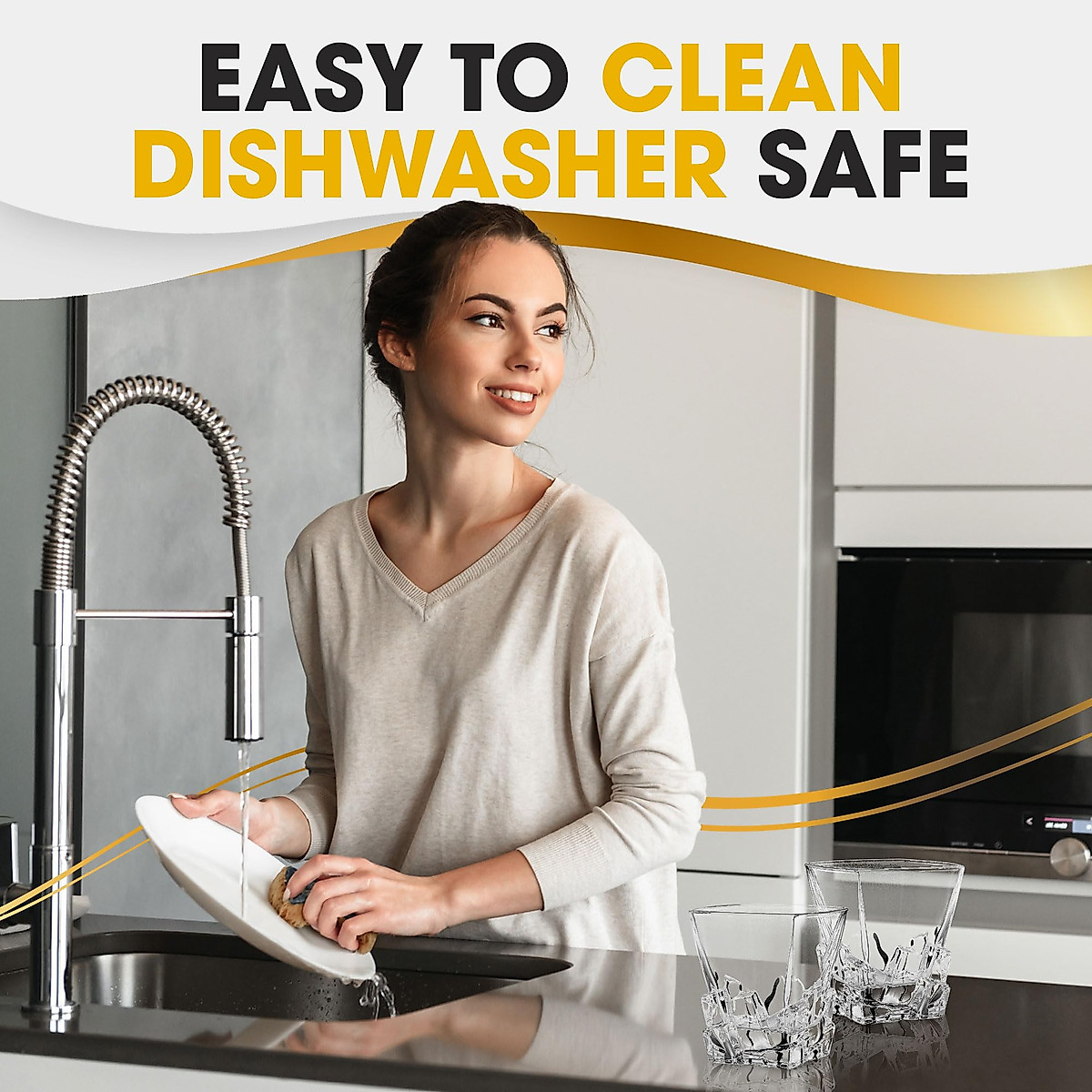 BERKWARE Lowball Whiskey Glasses - Clear Old Fashioned Glasses with Square Top Design for Bourbon, Scotch & More, 9.5oz each (Set of 6)