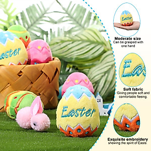 6 Pcs Easter Plush Stuffed Egg Toys Easter Basket Stuffers Plushies Playset Easter Party Favors Decorations for Kids, 3 Designs
