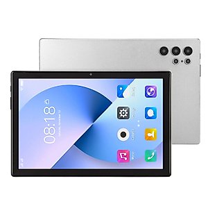 WiFi Computer Tablet, 100-240V US Plug 10inch Tablet WiFi 8GB RAM Dual Speaker for Family (Silver Grey)