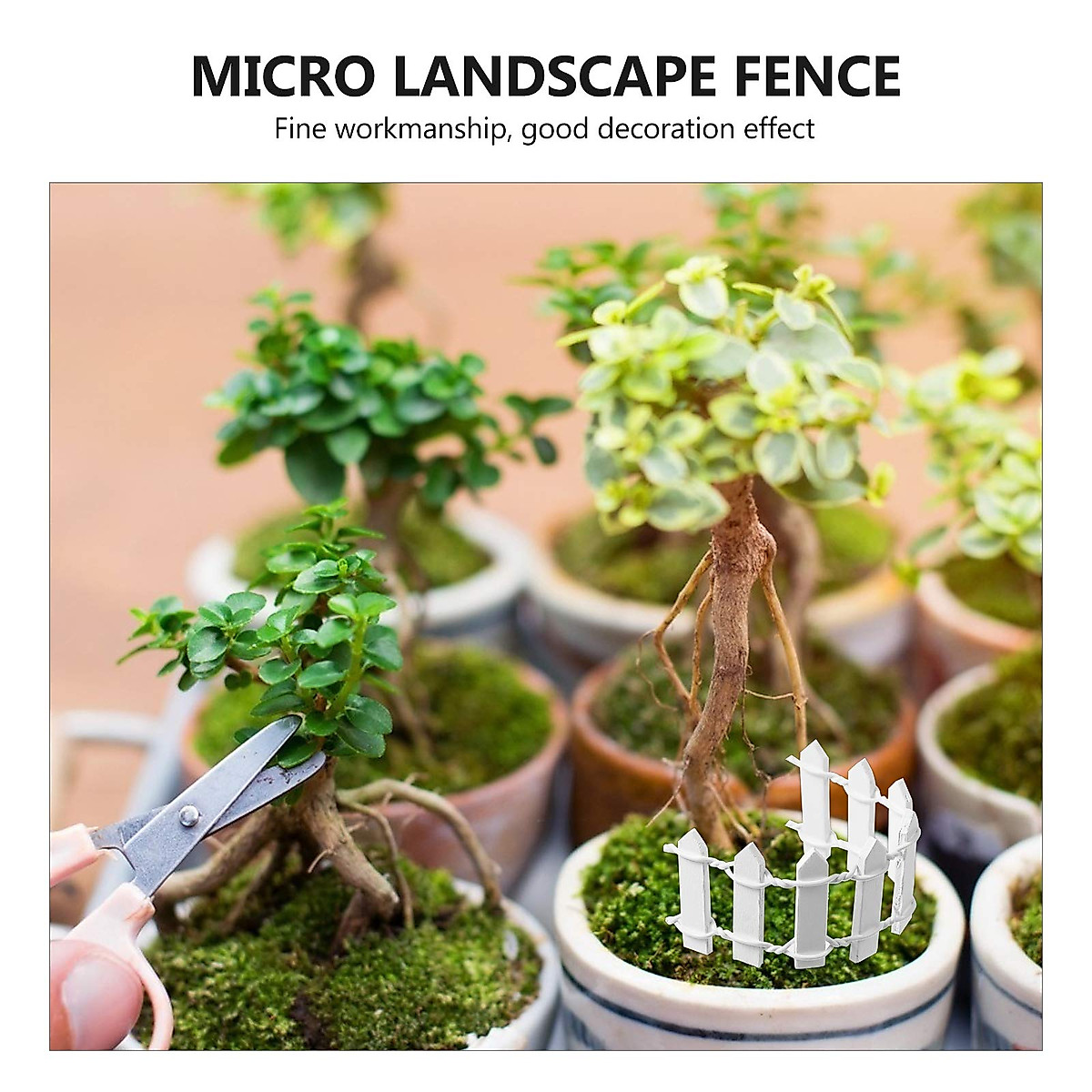 Amosfun 12pcs Miniature Stuff Miniature Fairy Garden Accessories Outdoor Fence Mini Fencing Bonsai kit- Micro Landscape Fence Accessories Miniature Fairy- Garden Fence Ornaments