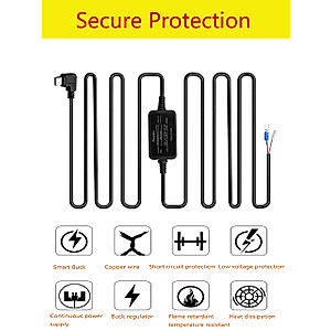 Dash Cam Hardwire Kit Micro USB Compatible for Garmin Dash Cam 67W 66W,65,57,56,55,47,46,45,dezl 780 LMT-S,OTR1000,OTR800,dezlCam 785 LMT-S,RV 760LMT,785,RV 890,Zumo 590LM GPS Navigator Power Cord