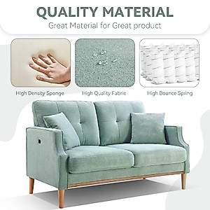56.7" Loveseat Sofa Couch with 2 Pillows,2 Seat Couch with USB Port and Waterproof Fabric,2 Person Sofa with Thickness Cushion