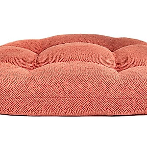 POMIU Outdoor Chair Cushions for Patio and Garden Furniture, Chair Pads Set Premium Comfortable Thick Fiber Fill Tufted Seat Floor Cover (2 Pack, 19" x 19", Orange)