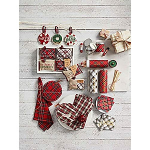 Mud Pie Santa Tartan Gift Pouch, Multicolor