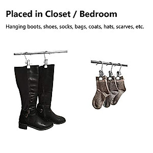 YCLOVE Pant Hangers with Clips Clothes Trousers Jean Skirt Slacks Hangers Boot Clips 360° Swivel Adujstable Clips Non-Slip Stainless Iron Anti-Rust (12 Pack White Laundry Hooks)
