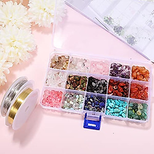 IMIKEYA Crystal Beads for Jewelry Making: 15 Colors Crystal Chips Crystal Bead Gemstone Beads for Ring Making DIY Jewelry Kit for Ring Bracelets Earring Jewelry Making Supplies Craft Gift