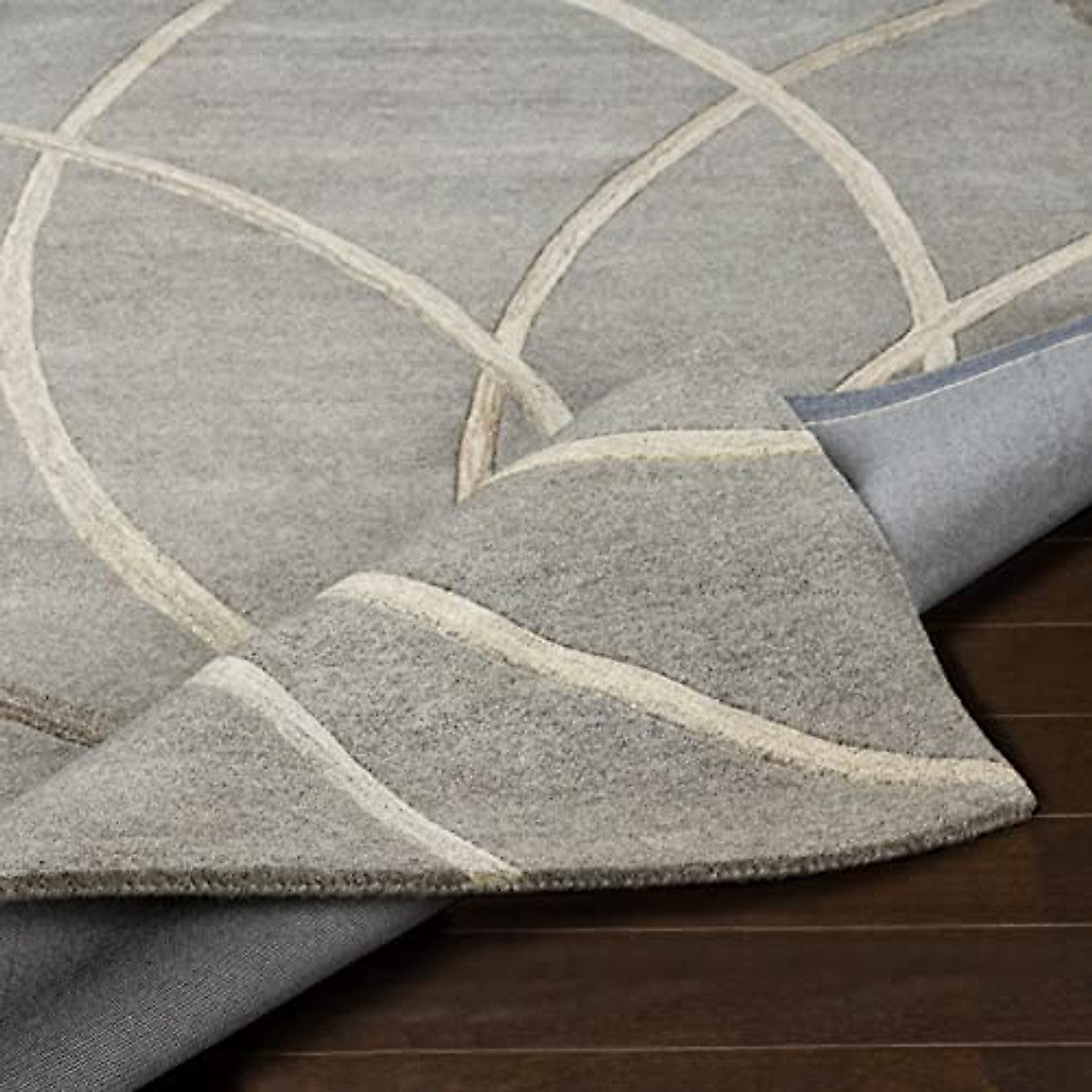 Mark&Day Wool Rugs, 8x10 Falher Modern Medium Gray Area Rug, Grey Cream Carpet for Living Room, Bedroom or Kitchen (7'6" x 9'6")