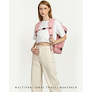 FALARK INC Travel Backpack For Women, 35L Carry On Backpack Flight Approved, Waterproof Personal Item Travel Bag Suitcase Backpack With USB Hole For Weekender, Traveling, Pink