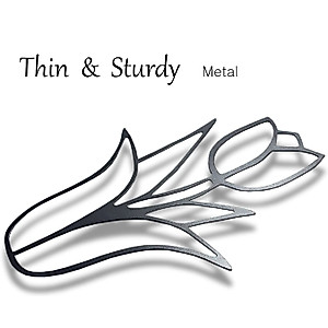 CYSCOMMA Metal Flowers Wall Decor, Pack of 3 Black Metallic Wall Tulip Flowers for Indoor Outdoor Home Bedroom, Living Room, Garden, Kitchen Wall Art