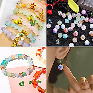 1800pcs 6MM Glass Beads for Jewelry Making, 28 Colors Crystal Bracelet Making Glass Bead Round DIY Craft Beads with Elastic Thread for Earrings Necklace Bracelet Making (6MM-28 Gradient Colors)