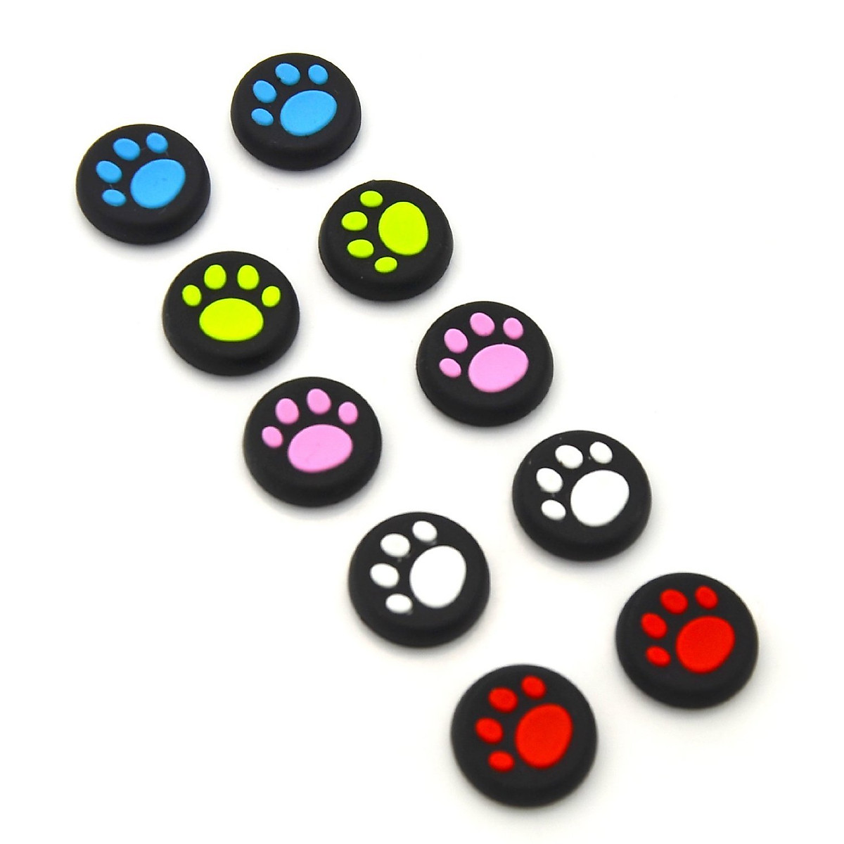 yueton 5 Pairs Replacement Cat Pad Style Silicone Analog Controller Joystick Thumb Stick Grip Cap Cover for Sony Playstation 4 Controller
