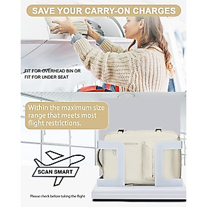 Large Travel Laptop Backpack, Expandable Flight Approved Backpack, Carry on Backpack for Women, Waterproof 17inch Laptop Hiking Backpack with Shoe Compartment, Beige