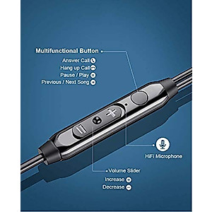 Noise Isolating Wired Earbuds Headphones Earphones w/Microphone Compatible with Samsung Galaxy S10 S9 Plus Note 9 A10e A11 A12 A13 A03S A31 A51 A52 A71 Blu G91 Moto LG 3.5mm Cell Phone Computer -Black