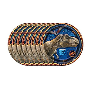 Jurassic World Dinosaur Birthday Party Supplies Bundle includes Lunch Paper Plates - 24 Count