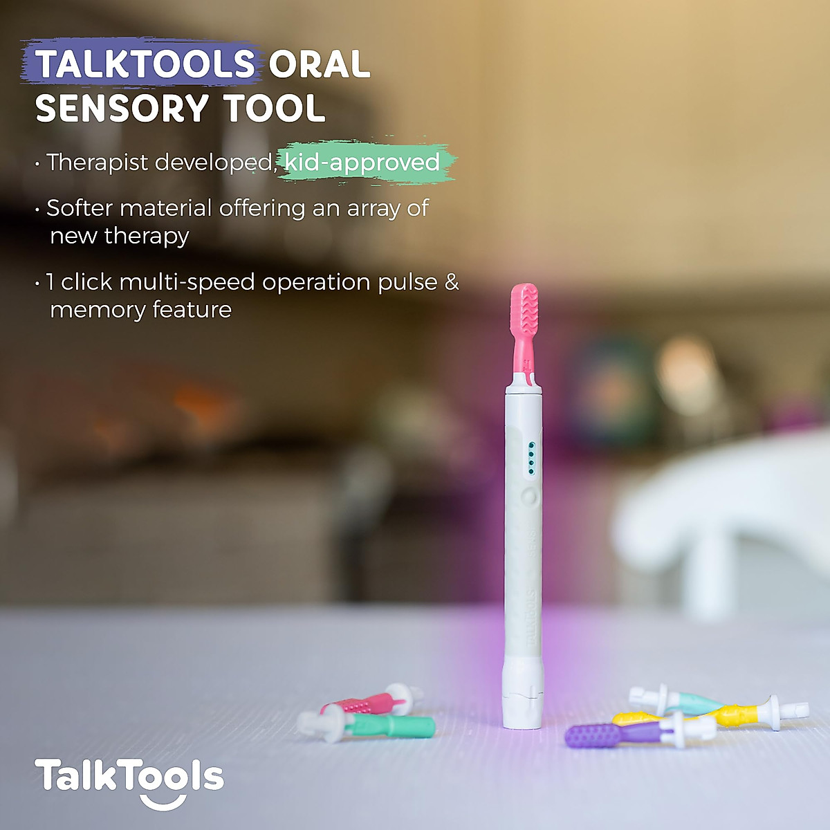 TalkTools Sensi Kit & 14 Tips - Sensory Therapy Tool for Speech and Feeding, Autism Sensory Products, ADHD Tools, Speech Therapy Gifts for Autism Children (White)