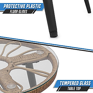 SFIHOME 3-Piece Patio Conversation Set, Rattan Outdoor Furniture Set with Side Table, Patio Furniture Set for Porch Backyard Garden, Weather-Resistant,250lbs Weight Capacity, Natural