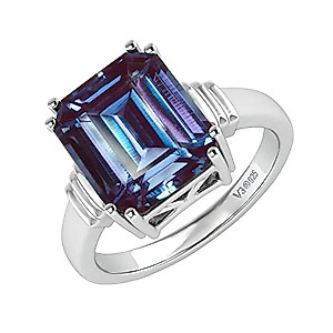 V3 Jewelry Sterling Silver with Color Changing Alexandrite Solitaire Ring