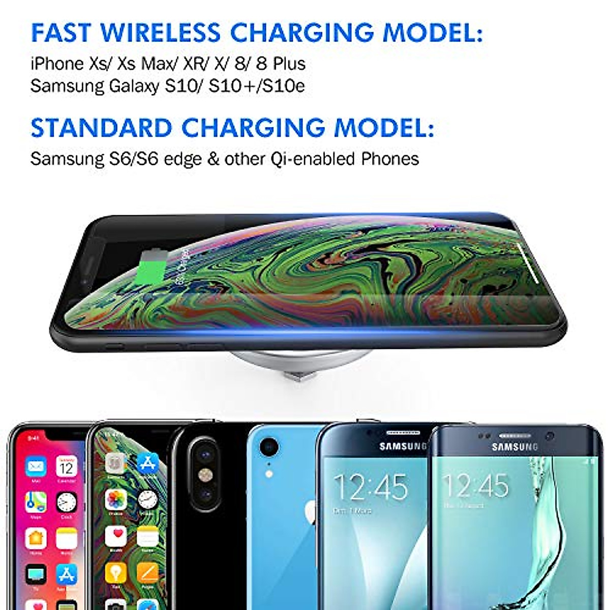 i.VALUX Desk Wireless Charger, 15W Fast Wireless Charger Compatible with iPhone 14/13/12/11/11 Pro/Xs Max/XR/Galaxy 10/S10+/S9/S9+,Hidden Embed in Furniture Desk Grommet Hole Qi Wireless Charger