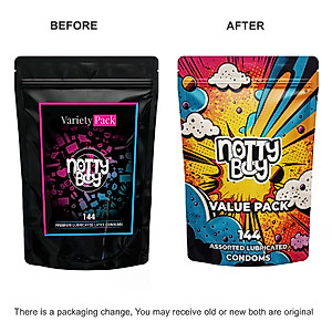 NottyBoy Bulk Condoms 144 Count Variety Pack - Ribbed and Dotted, Extra Lube, 4 in One, Ultra Fine, 1500 Dots, Super Slim, 3 in 1 and Flavours