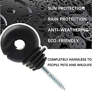 BIGJJIN 50Pcs Electric Fencing Ring Insulators, Screw Insulators, Screw-in Ring Insulators Electric Fence Accessories for Wood Post + 1pc Insulator Socket Tool