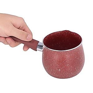 gernie Non Stick Coffee Warmer Pot, Aluminum Alloy Mini Milk Pan with Anti Scalding Handle, Food Grade Boiling Pot for Cooking, Portable Design, 10cm Diameter, for Home & Restaurant Use, Red