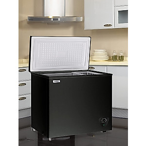 Chest Freezer WANAI 7.0 Cu.Ft Compact Chest FreezerDeep Freezers Free-Standing Top Door Freezer Removable Basket and Adjustable 7 Thermostat Open Deep Freezer Energy Saving Garage Basement Apartment K