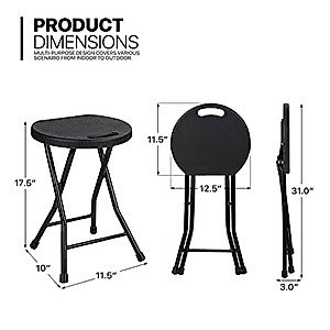 MoNiBloom Set of 6 Portable Folding Stools 18 Inch Lightweight Round Chairs with Handle for Home Garden Dorm or RV, 230 lbs Capacity, Black