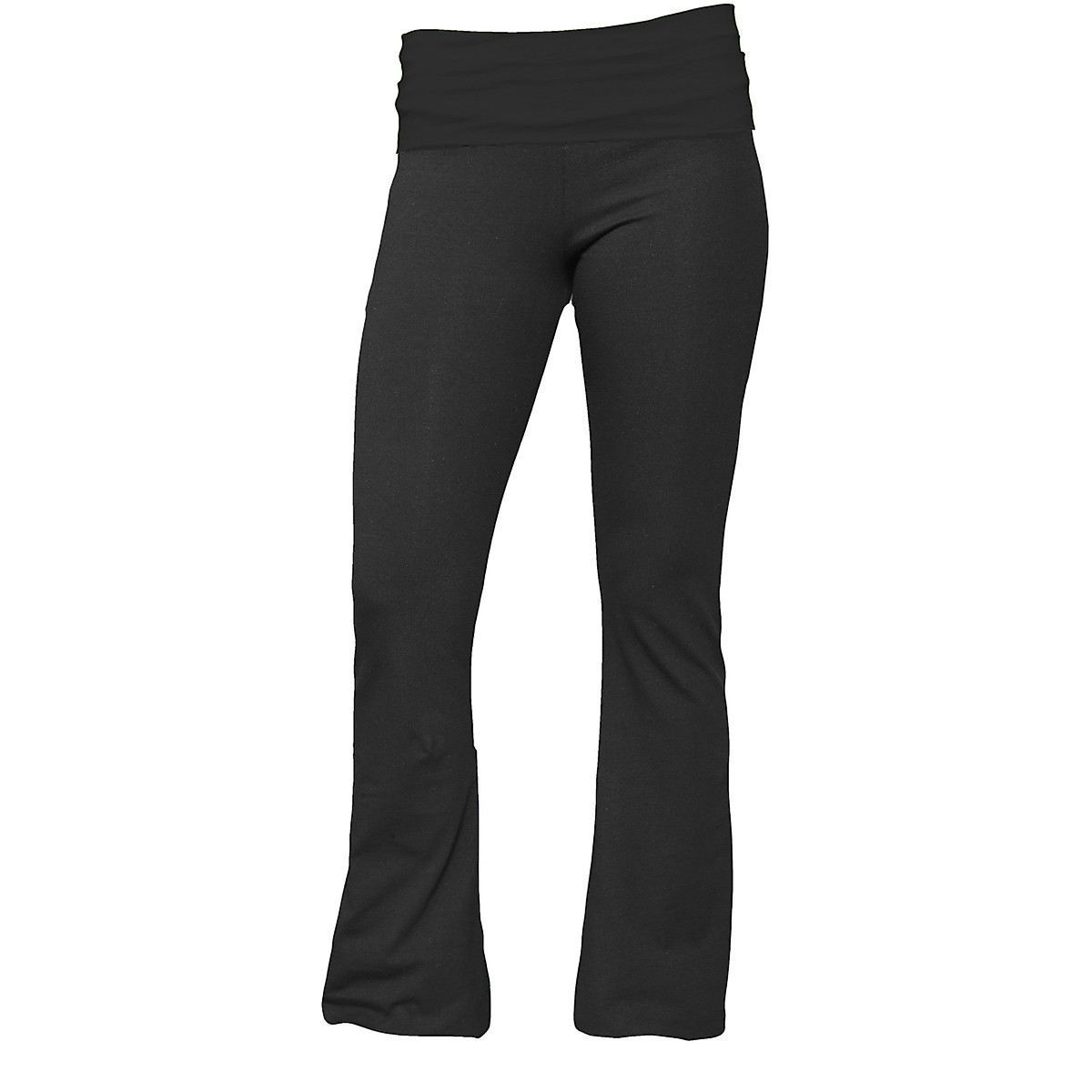 boxercraft Yoga Pant Boot Cut - Foldover Cotton/Spandex Workout Pant, Black -XS