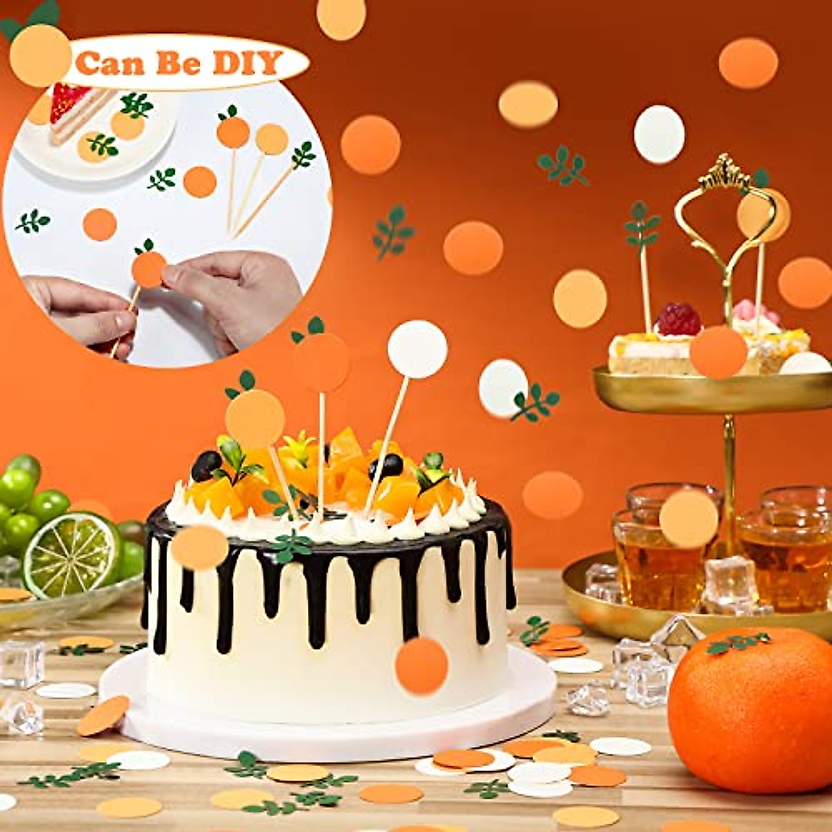 Little Cutie Baby Shower Confetti Sprinkle Baby Shower Confetti with Eucalyptus Decorations Hey Cutie Citrus Tangerine Themed Table Scatter Confetti for Baby Shower Supplies (200 Pcs,Orange Series)