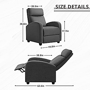 JUMMICO Recliner Chair Adjustable Home Theater Single Fabric Recliner Sofa Furniture with Thick Seat Cushion and Backrest Modern Living Room Recliners (Aurora Grey)