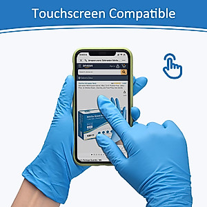 Schneider Nitrile Exam Gloves, 5 mil, Large, Box of 50, Heavy Duty Disposable Gloves, Textured, Latex Free, Food Safe, Industrial Gloves for Medical, Cleaning, Cooking, Blue