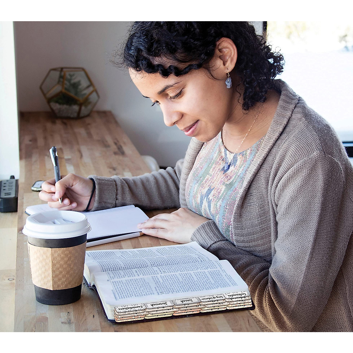 Bible Tabs, Old and New Testament, by Better Office Products, 75 Laminated Bible Index Tabs (66 Book Names + 9 Blanks), Christian Bible Journaling Adhesive Tabs (Harmonious Themed Backgrounds)