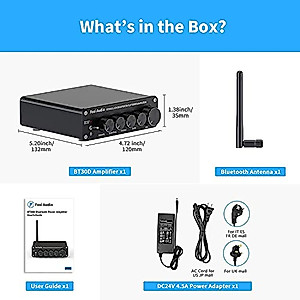Fosi Audio BT30D Bluetooth 5.0 Stereo Audio Receiver Amplifier 2.1 Channel Mini Hi-Fi Class D Integrated Amp 50 Watt x2+100 Watt for Home Outdoor Passive Speakers/Subwoofer Powered Subwoofer